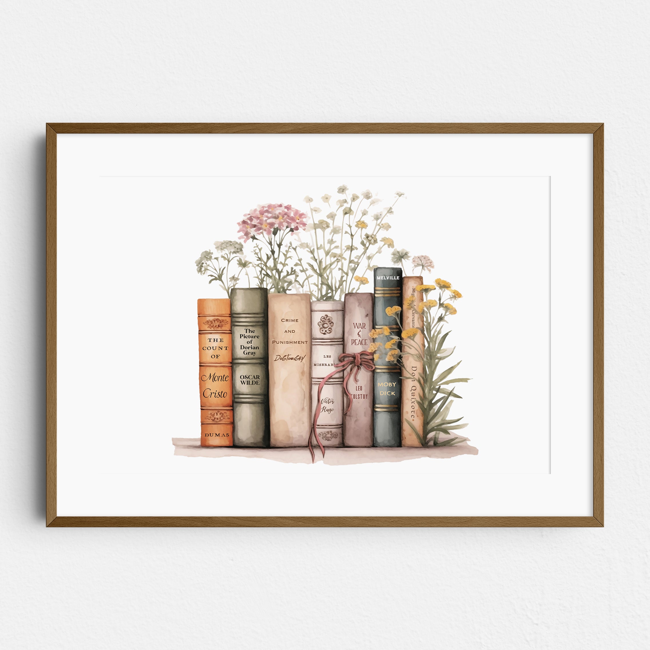 Classic Book Stack Print – Quote and Quill
